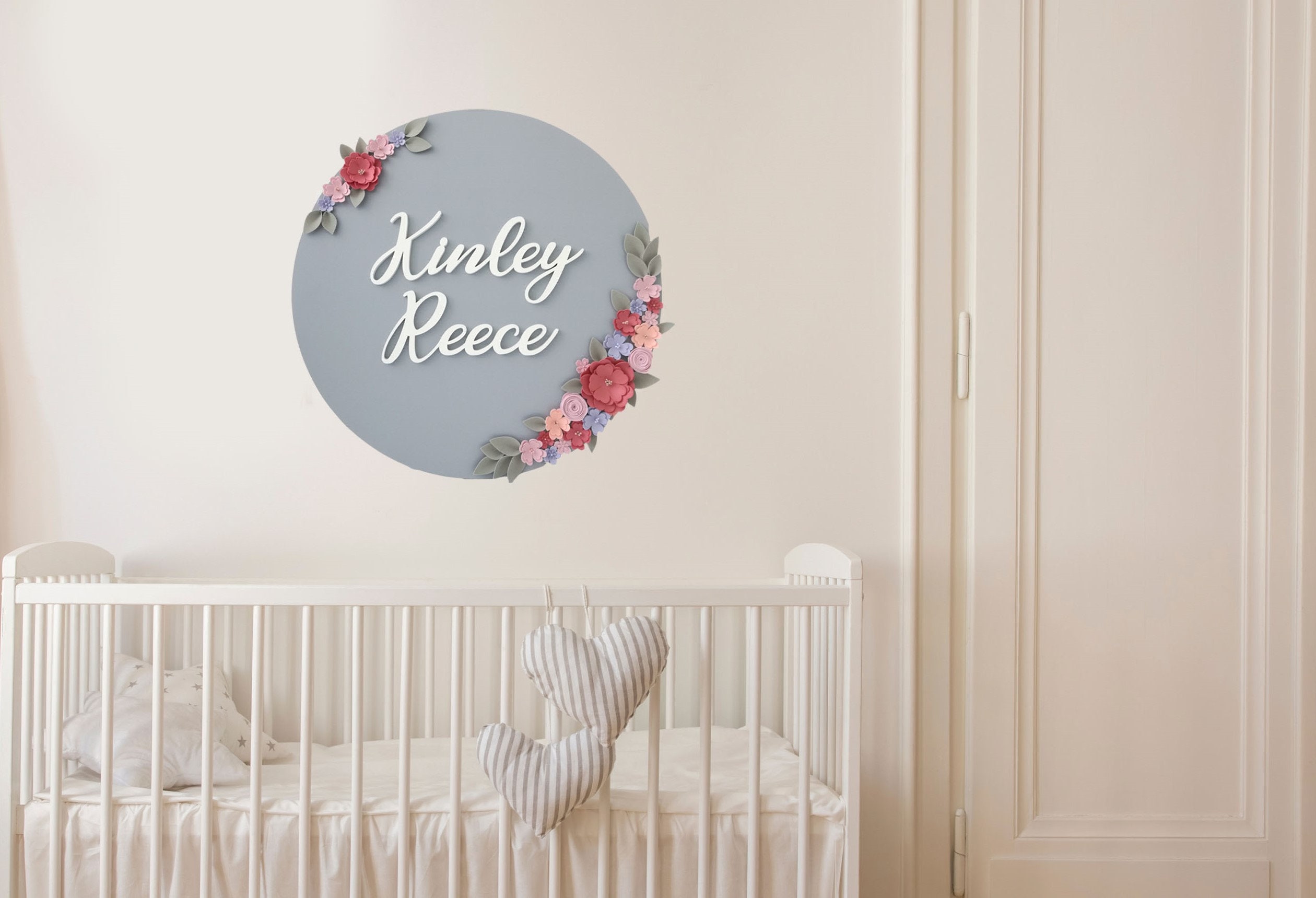 Round Nursery Sign Nursery Name Sign Wooden Name Sign Baby Girl Nursery ...