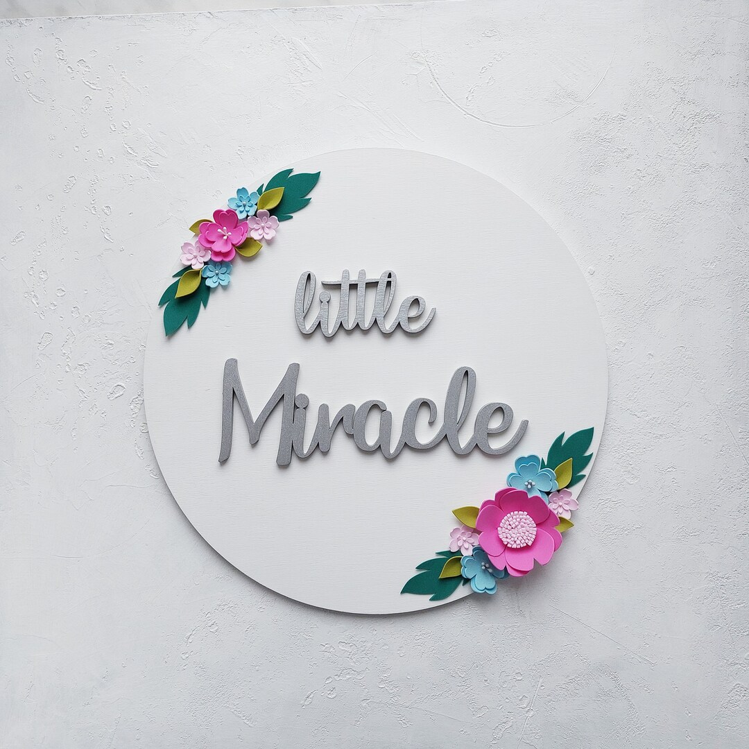 Round Wood Little Miracle Sign for Nursery Decor Colorful - Etsy