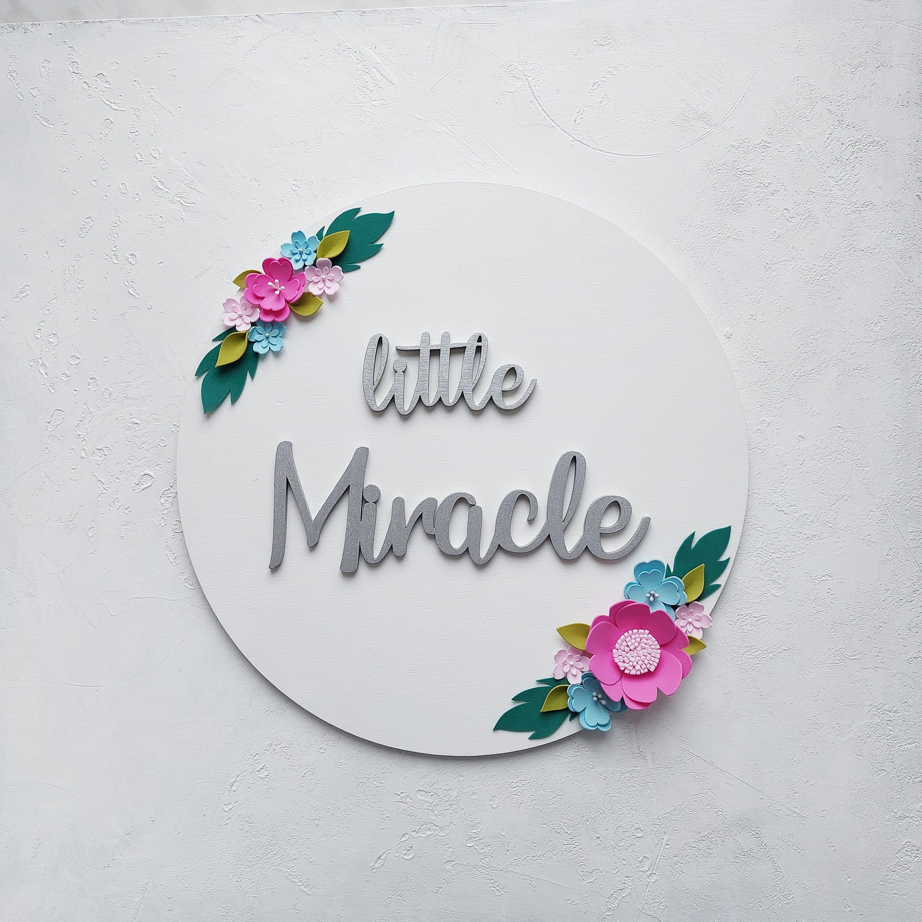 Round wood little miracle sign for nursery decor Colorful | Etsy