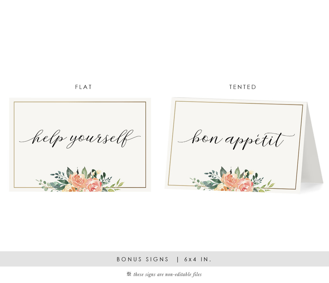 Modern Floral Buffet Label Template Printable Buffet Food | Etsy