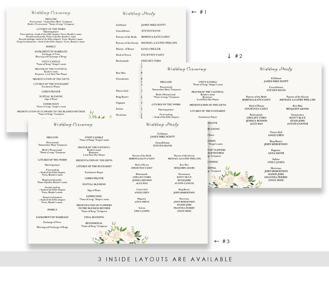 Rustic Flower Wedding Program Book Template Printable Wedding | Etsy