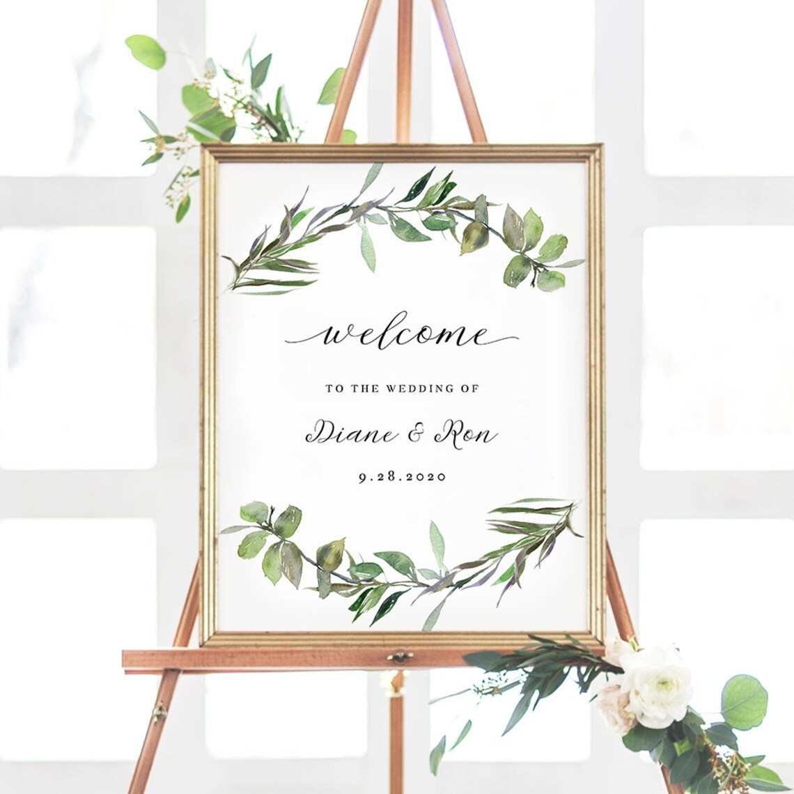 Greenery Welcome Wedding Sign Welcome Wedding Printable - Etsy