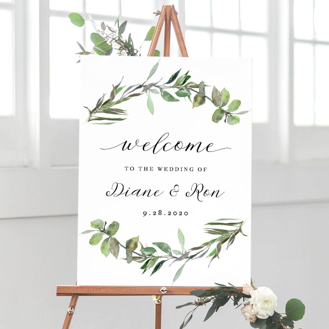 Greenery Welcome Wedding Sign Welcome Wedding Printable - Etsy