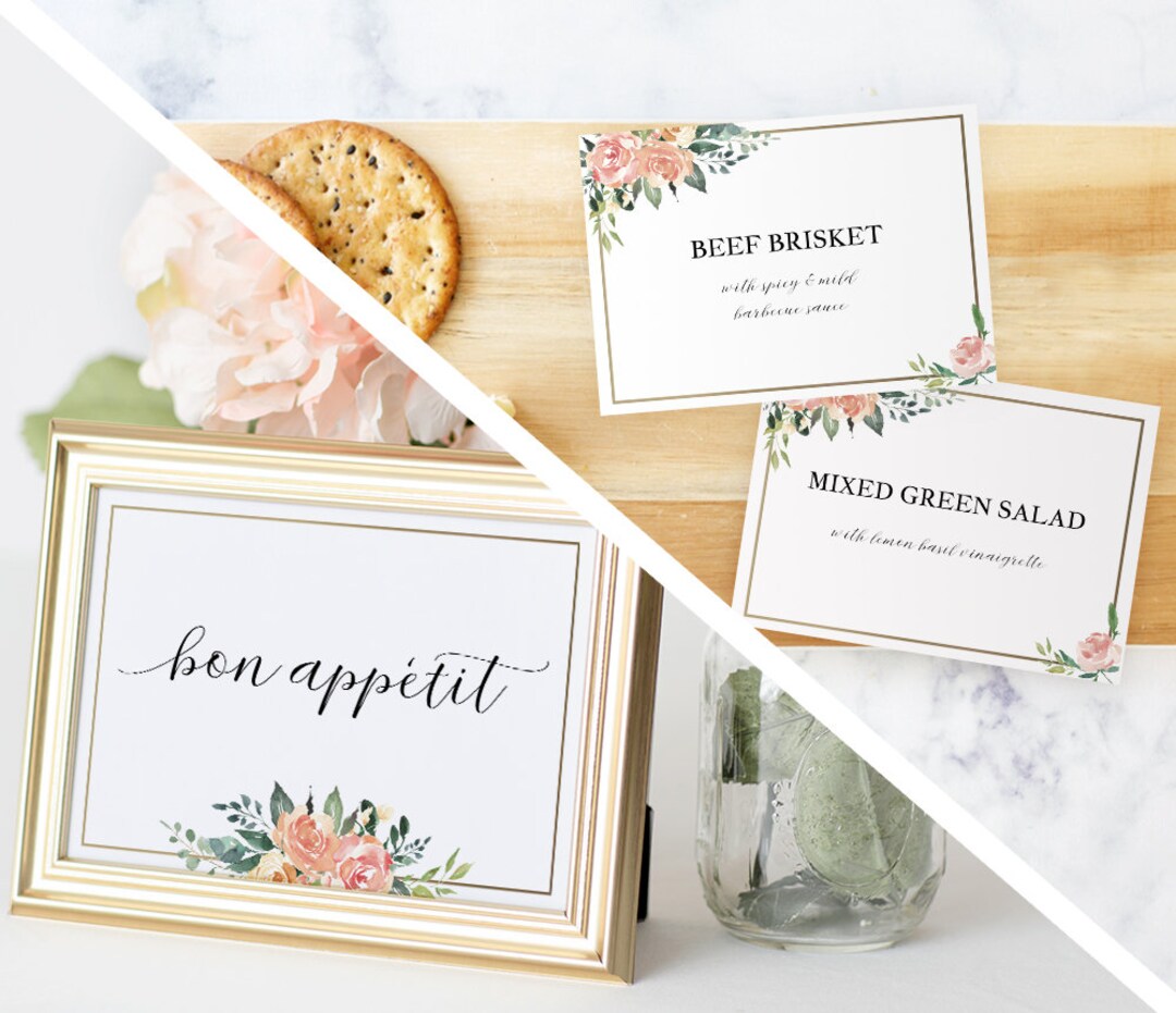 Modern Floral Buffet Label Template, Printable Buffet Food Sign, Buffet ...