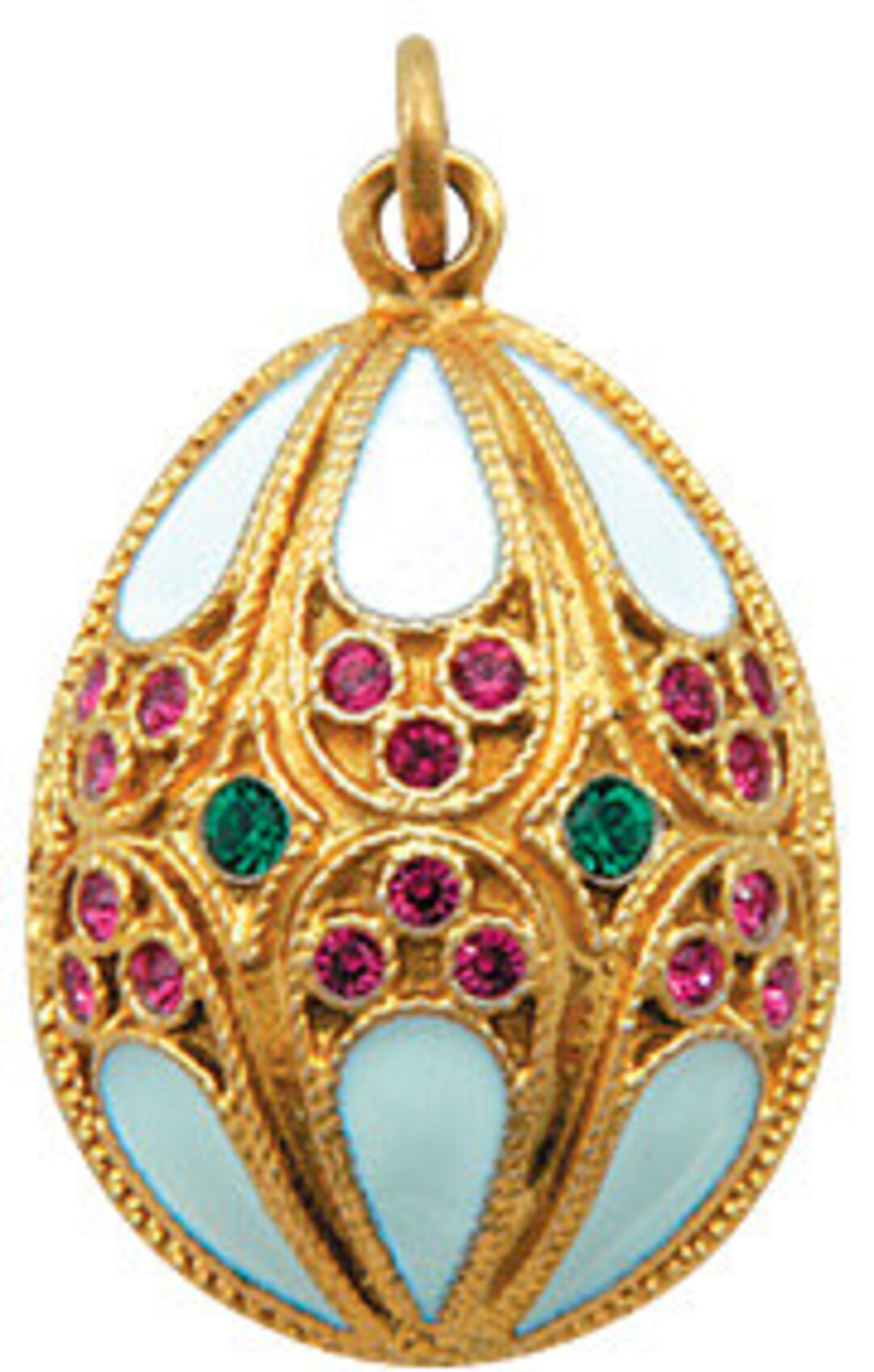 Fabergé Style Egg Pendant Silver Guilloche Enamel 24 Carat Gold Plated ...