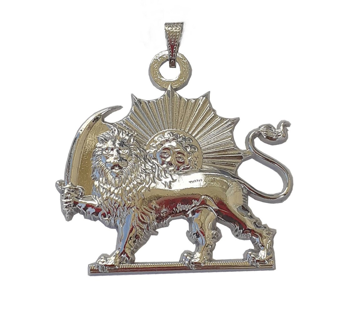 Silver Tone Solar Lion imperial Persia Pendant and Chain. - Etsy