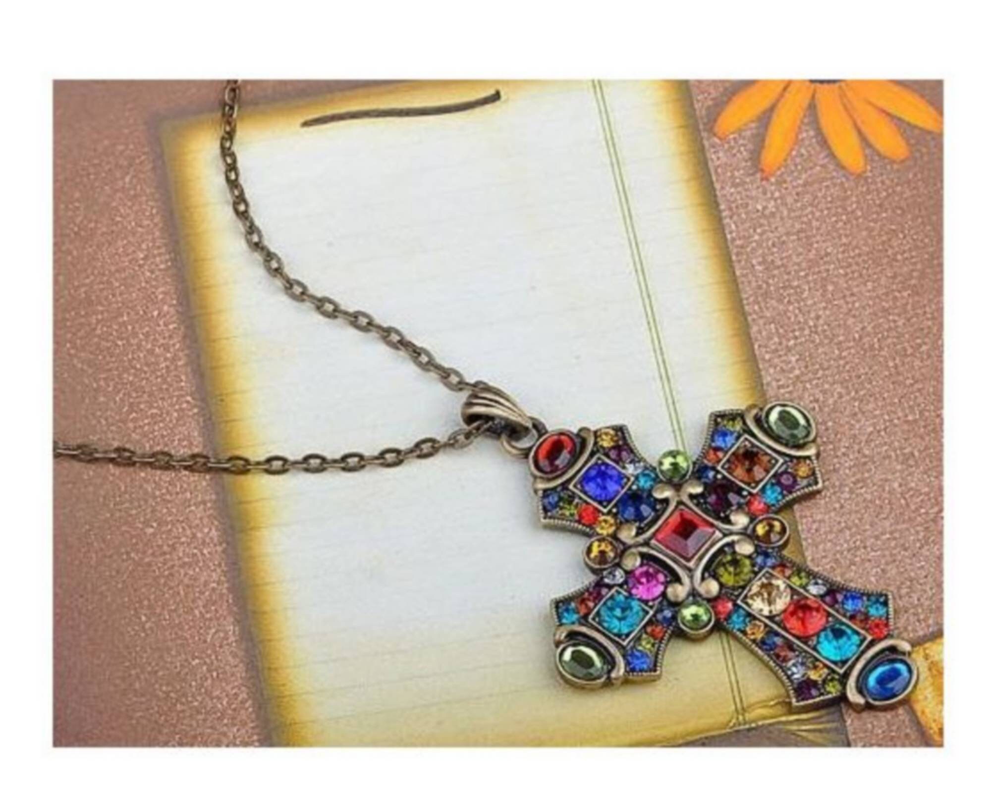 Large Medieval-inspired Pectoral Cross With Crystals and Chain - Etsy