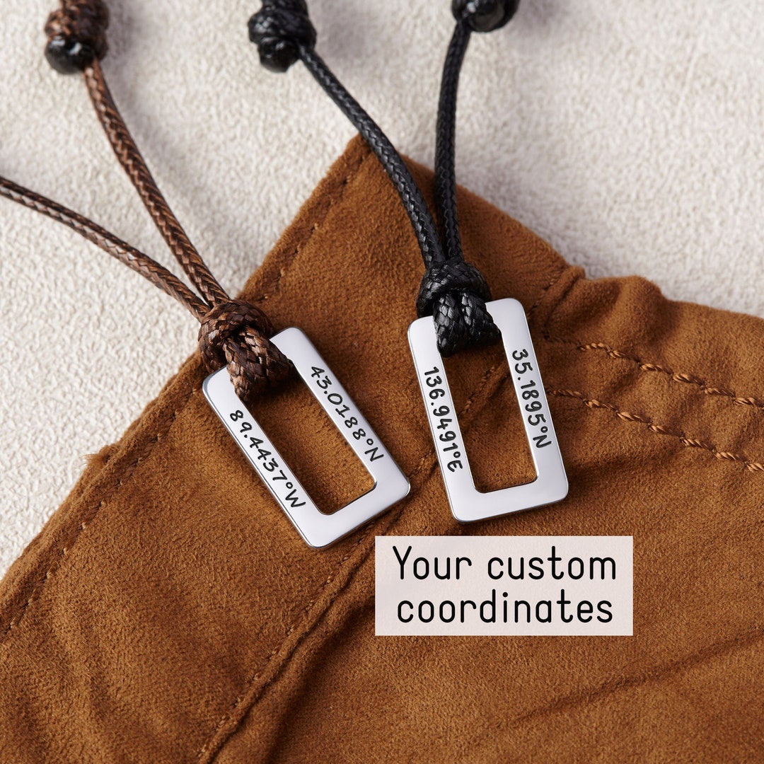 GPS Coordinate Necklace, Gift for Him, Engraved Coordinates Necklace ...
