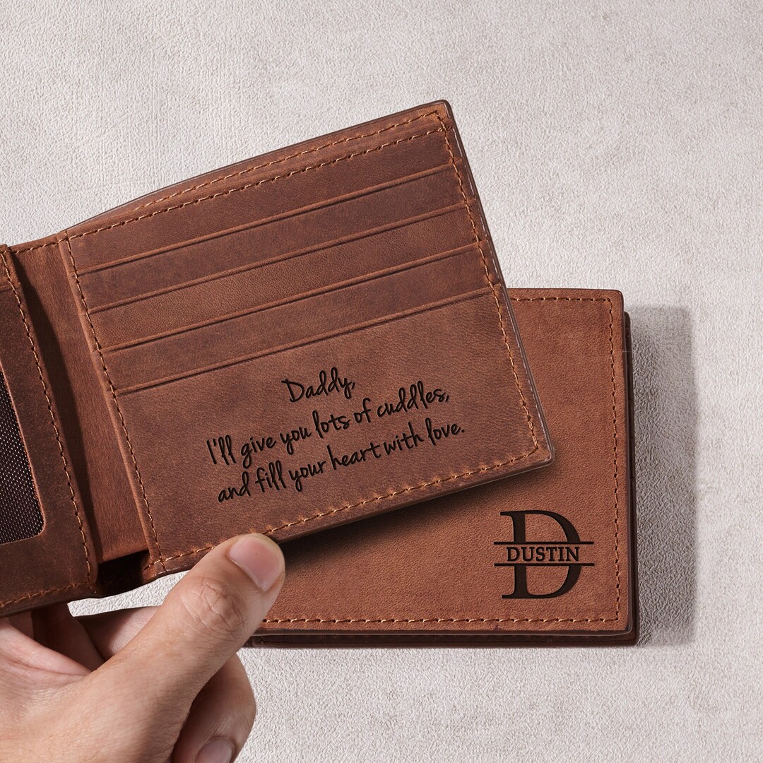 Dad Gift From Daughter, Personalized Leather Wallet Men, Wallet for Dad ...