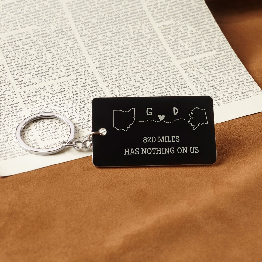 Long Distance Couple Keychain, State Keychain Personalized, Friendship ...