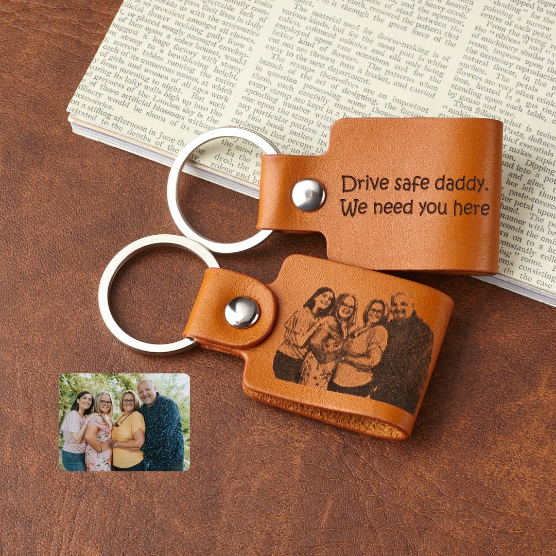 Family Photo Keychain, Leather Keychain With Photo, Gift From Daughter ...