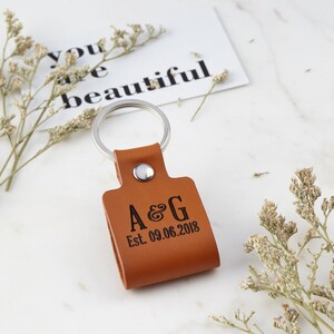 Leather Keychain Monogram Custom Keychain for Mens Couple - Etsy
