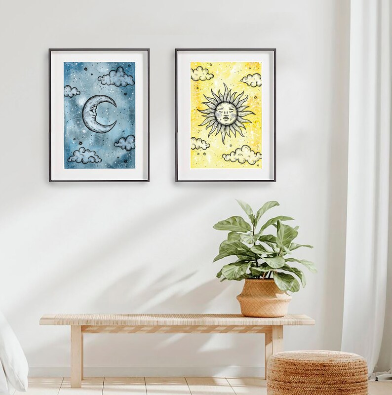 Sun and Moon Poster Set - Etsy