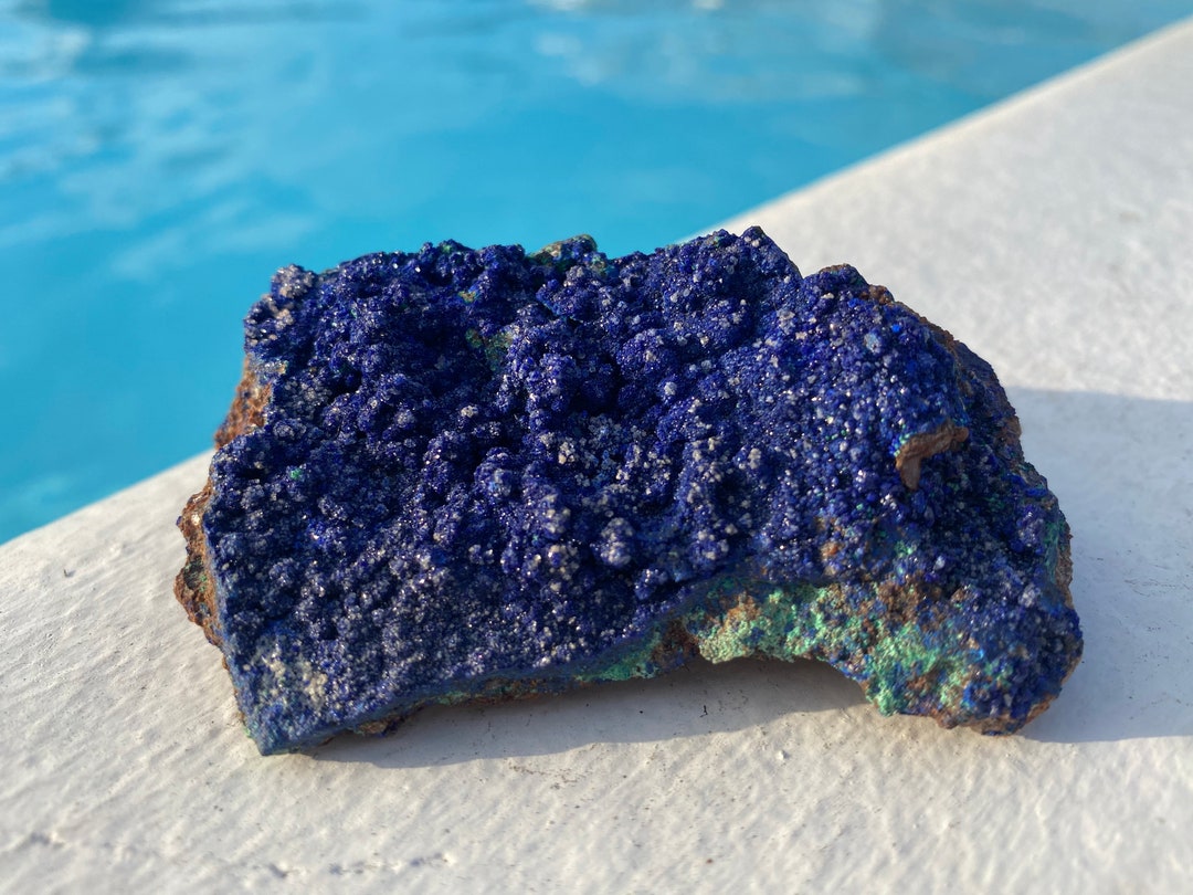 RARE Sparkly Azurite & Malachite W/ Pyrophyllite !! *royal Blue Druzy ...