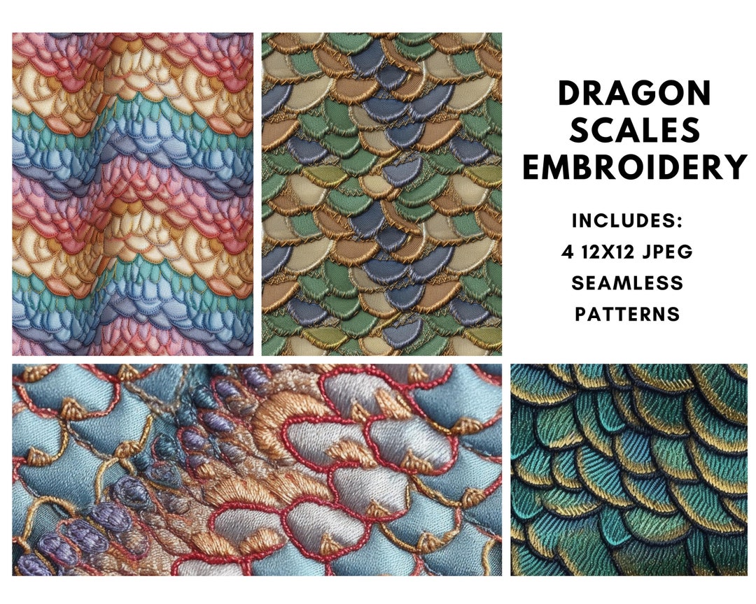 Dragon Scales Embroidery Pattern Pack I - Seamless Surface Patterns for ...