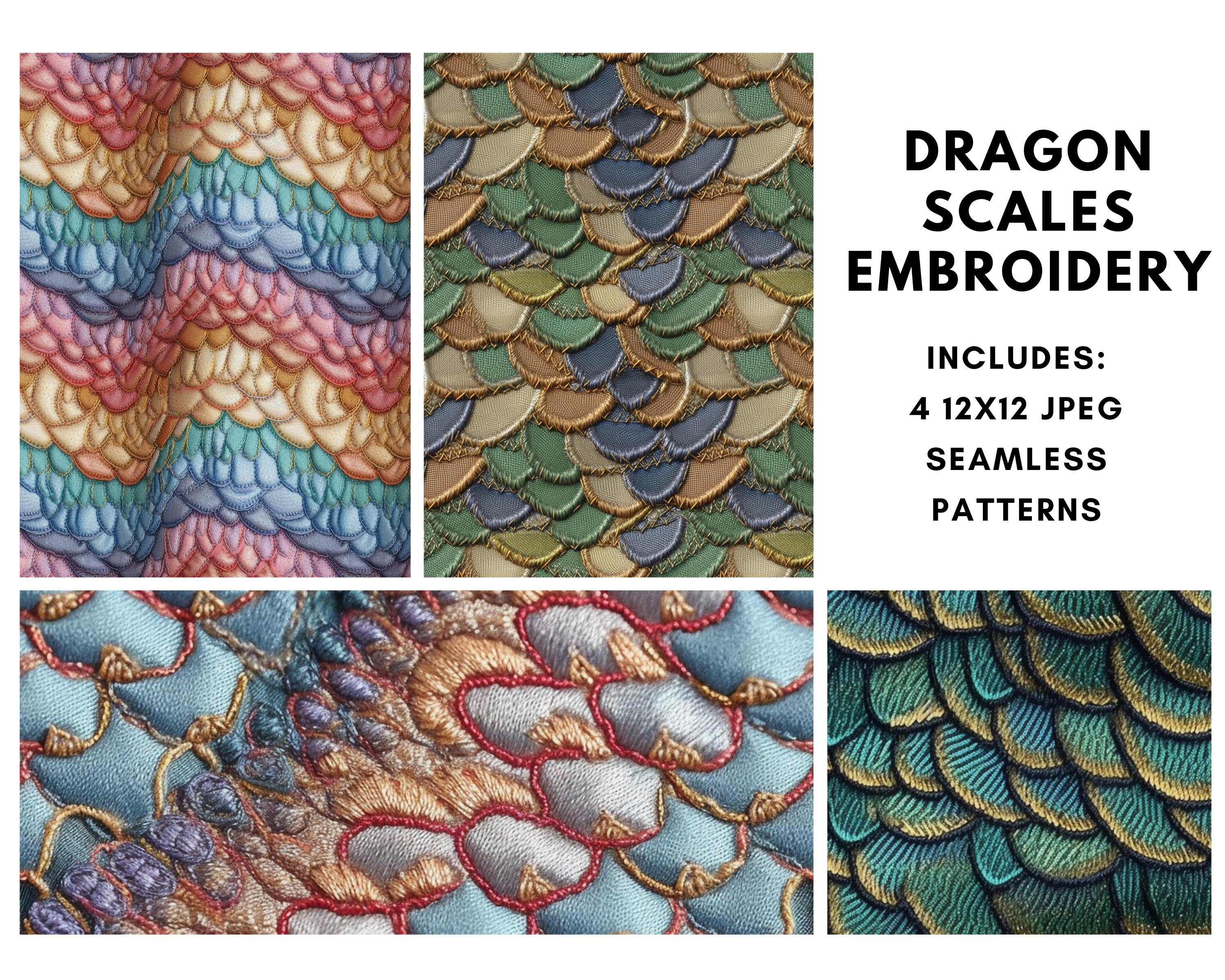 Dragon Scales Embroidery Pattern Pack I - Seamless Surface Patterns for ...