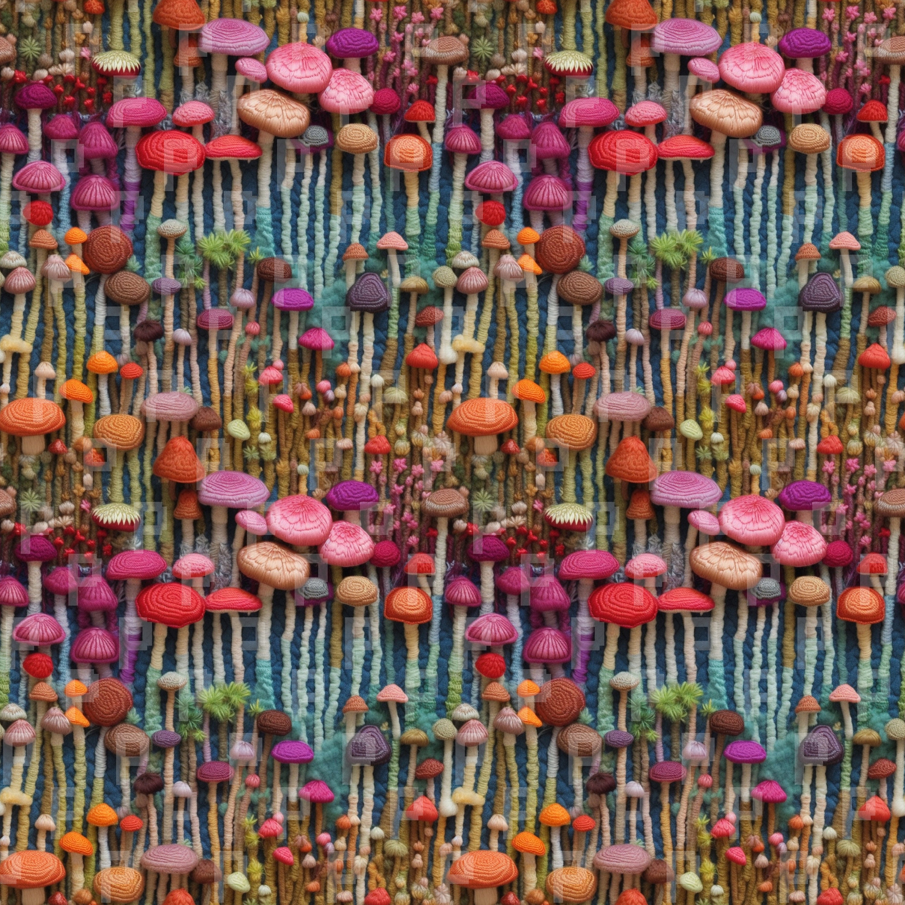 Mushroom Embroidery Pattern Pack V - Seamless Surface Patterns for ...