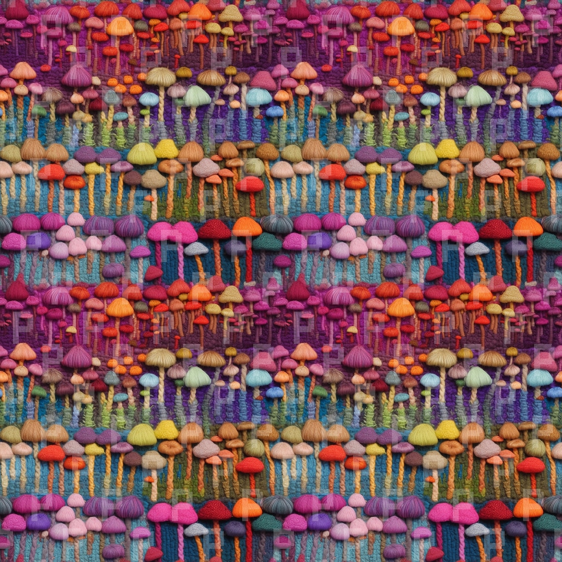 Mushroom Embroidery Pattern Pack V - Seamless Surface Patterns for ...