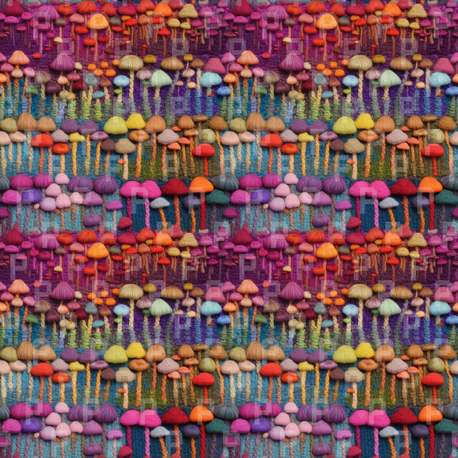 Mushroom Embroidery Pattern Pack V - Seamless Surface Patterns for ...