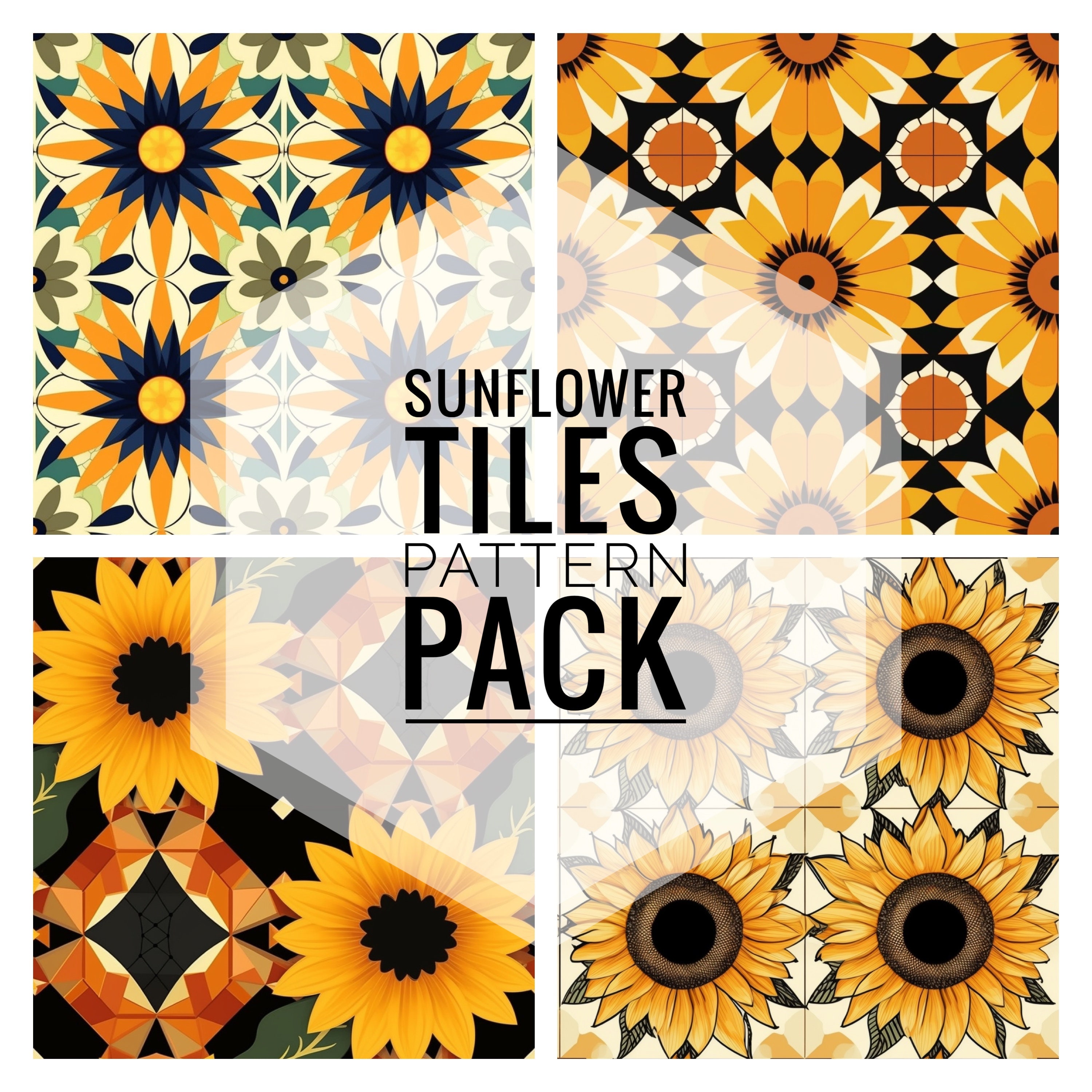 Sunflower Tiles Pattern Pack - Seamless Surface Patterns for Textiles ...