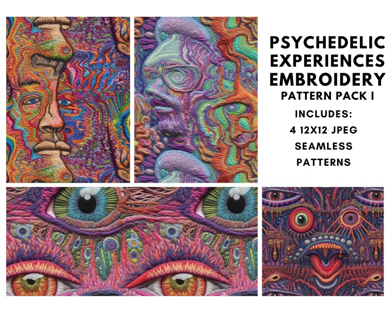 Psychedelic Experiences Embroidery Pattern Pack I - Seamless Surface ...