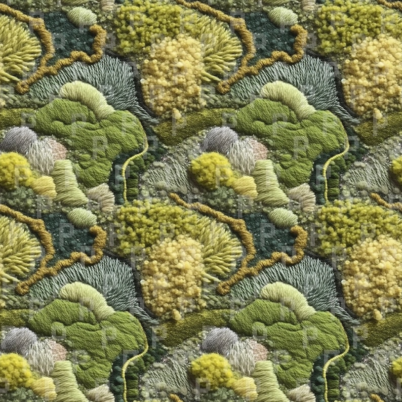 Moss Embroidery Pattern Pack II - Seamless Surface Patterns for ...
