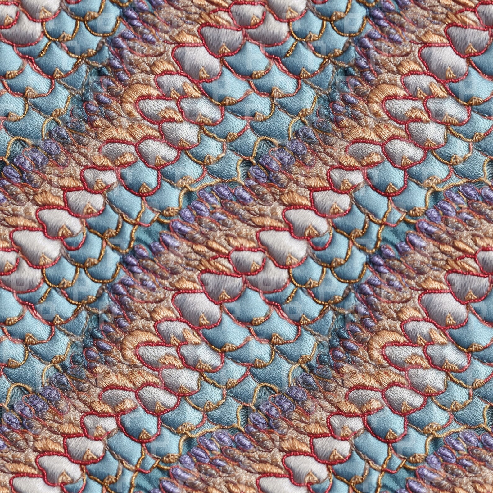 Dragon Scales Embroidery Pattern Pack I - Seamless Surface Patterns for ...