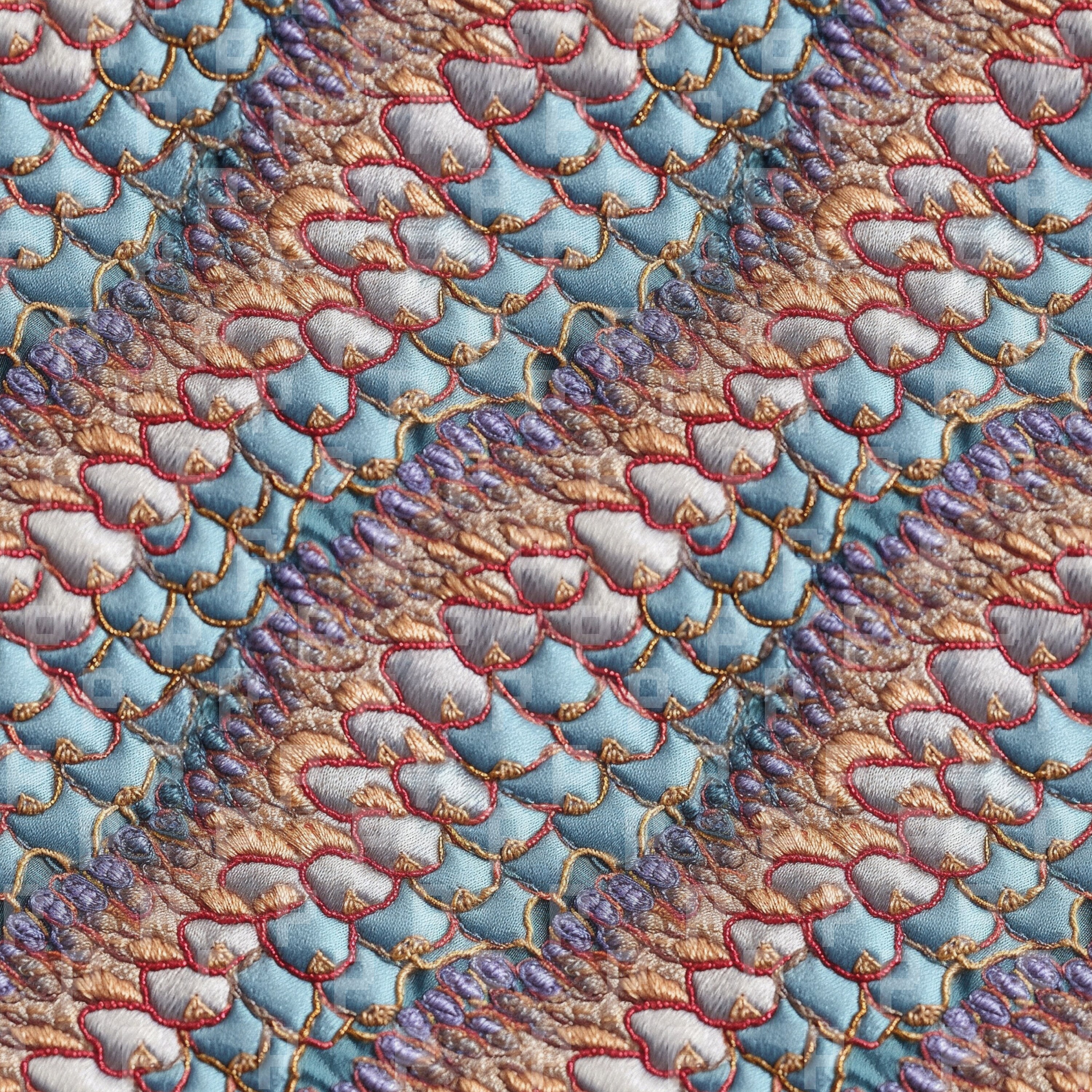 Dragon Scales Embroidery Pattern Pack I - Seamless Surface Patterns for ...