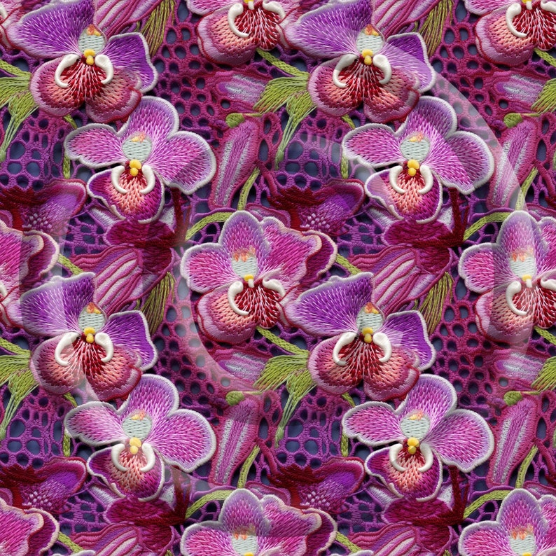 Orchids Embroidery Pattern Pack - Seamless Surface Patterns for ...