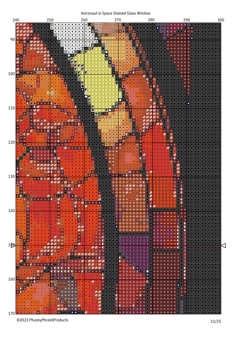 Astronaut in Space Stained Glass Window Counted Cross Stitch Pattern ...