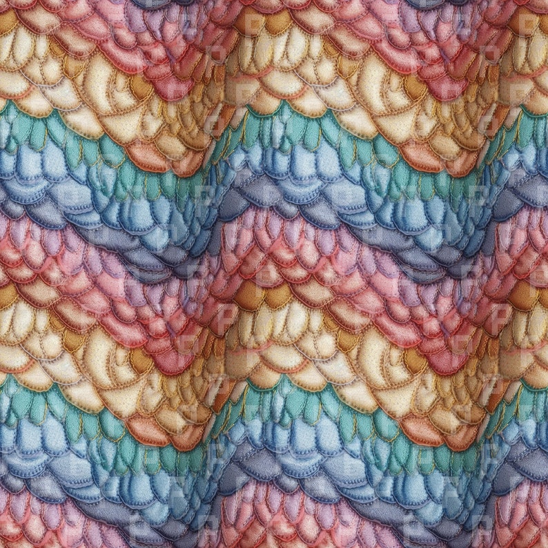 Dragon Scales Embroidery Pattern Pack I - Seamless Surface Patterns for ...