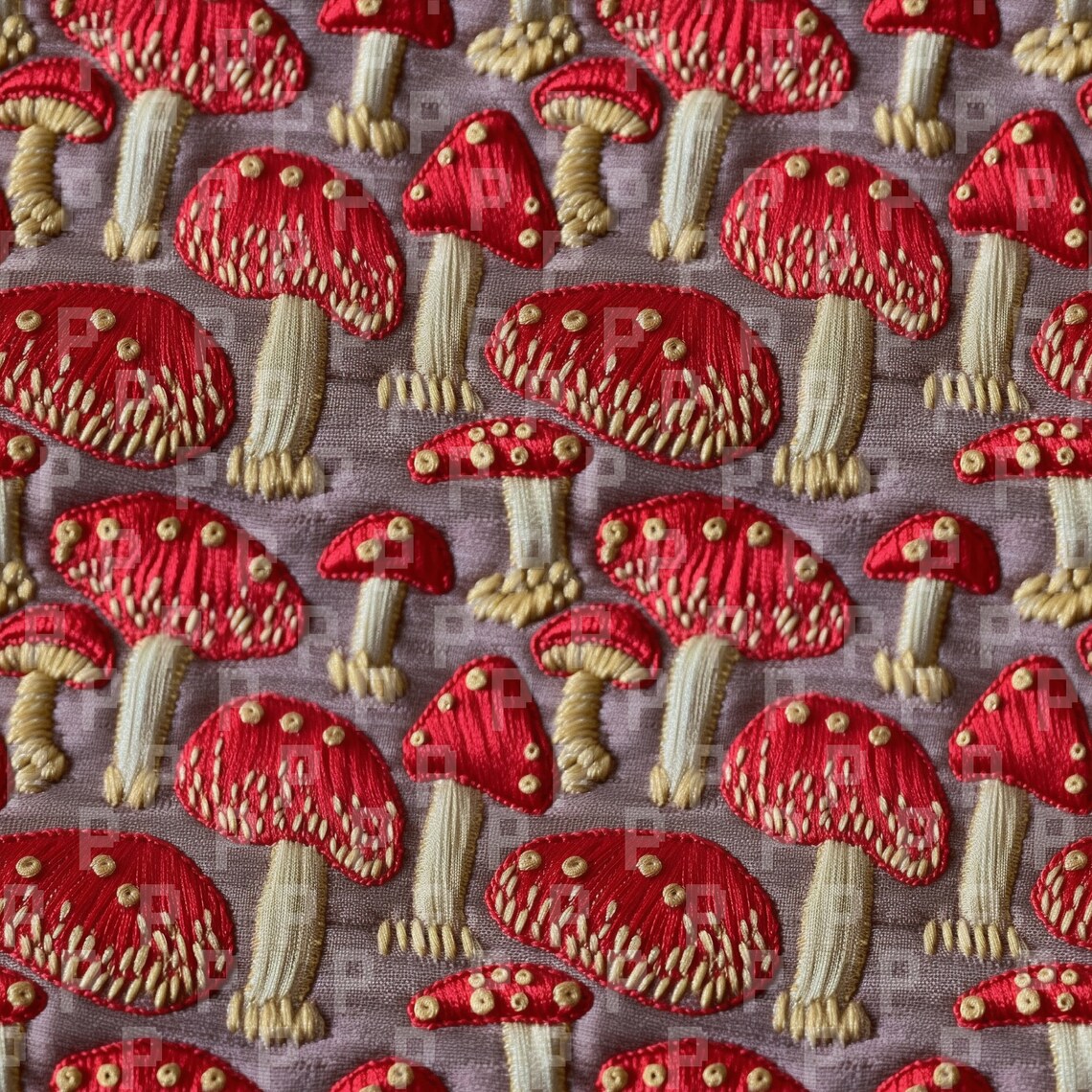 Mushroom Embroidery Pattern Pack VI - Seamless Surface Patterns for ...