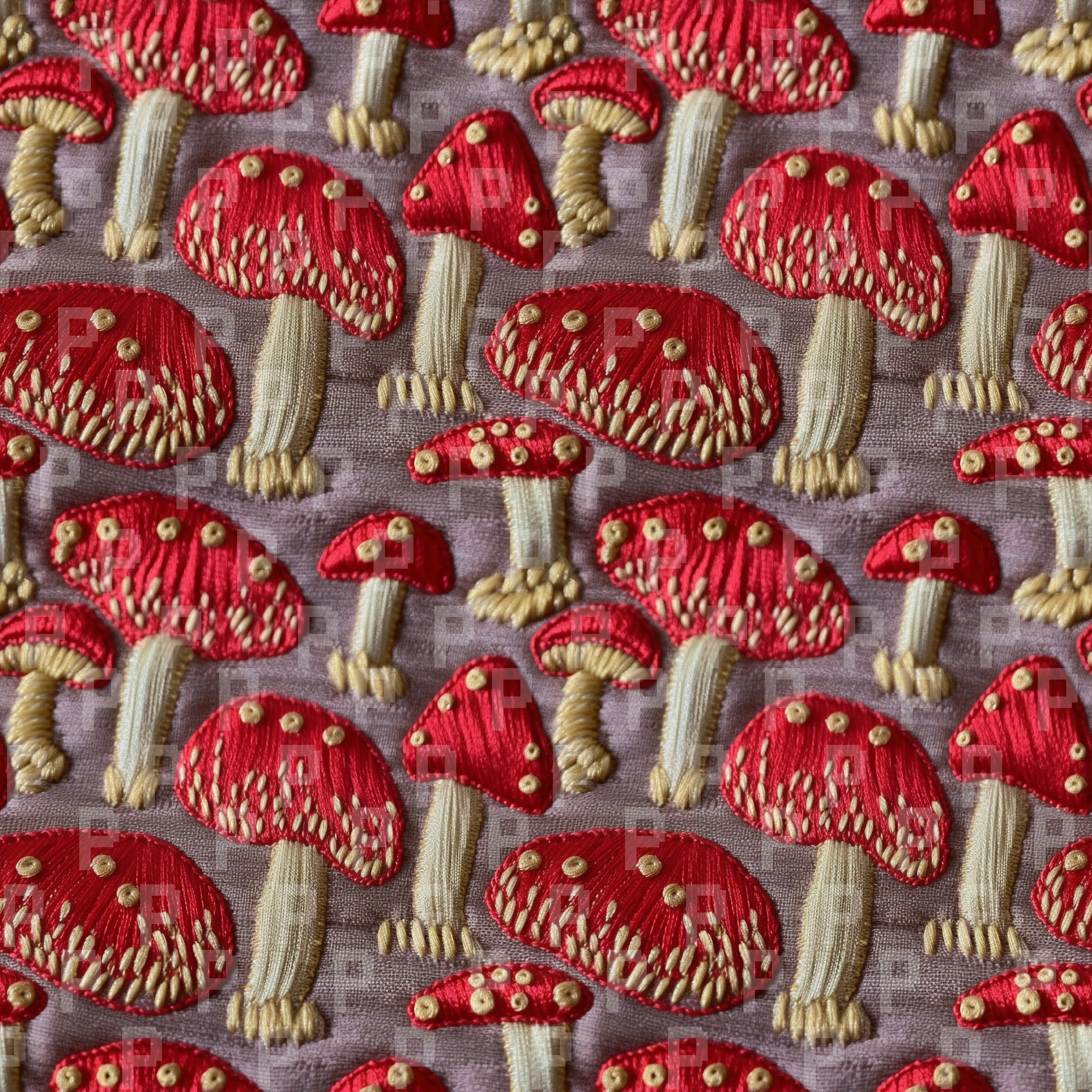 Mushroom Embroidery Pattern Pack VI - Seamless Surface Patterns for ...