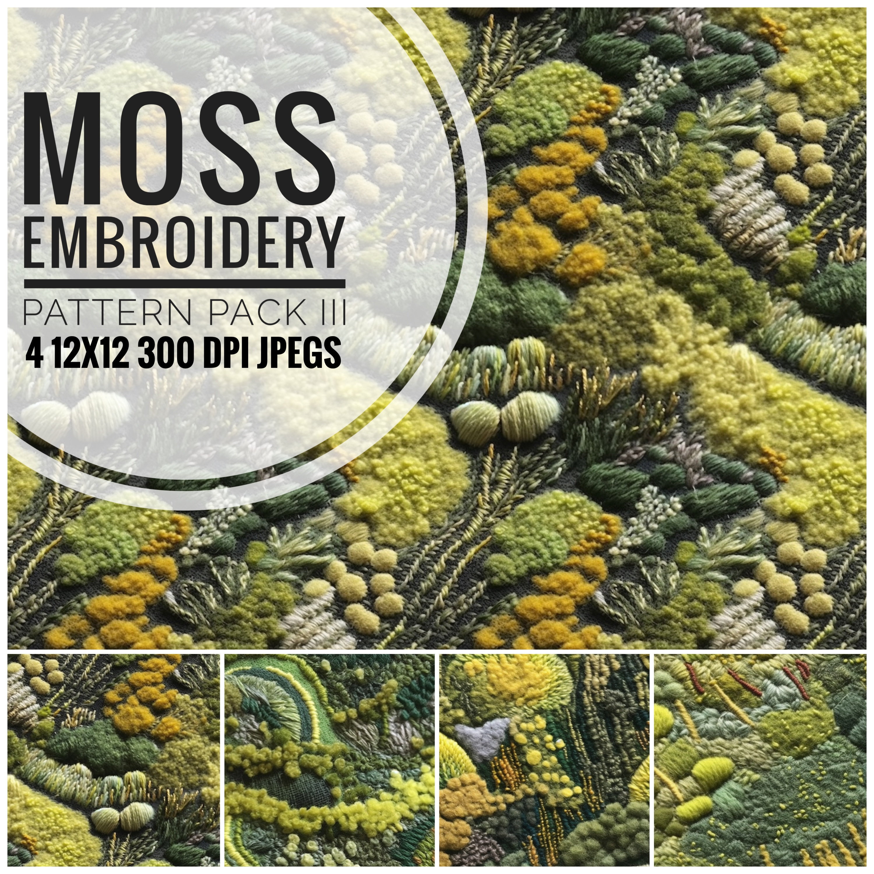 Moss Embroidery Pattern Pack III - Seamless Surface Patterns for ...