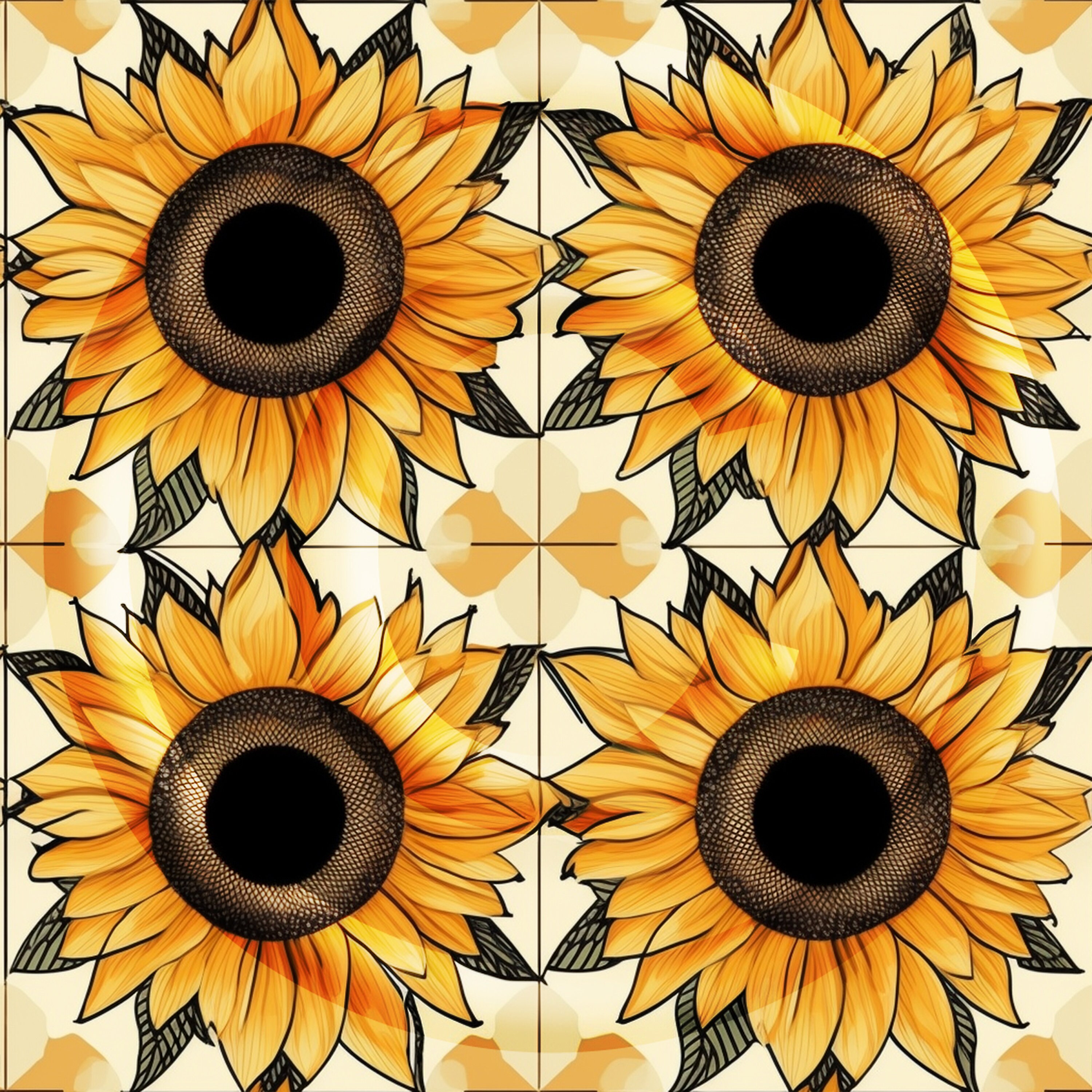 Sunflower Tiles Pattern Pack - Seamless Surface Patterns for Textiles ...