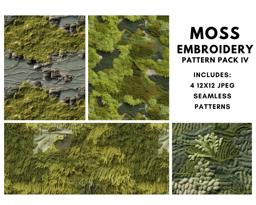 Moss Embroidery Pattern Pack IV - Seamless Surface Patterns for ...