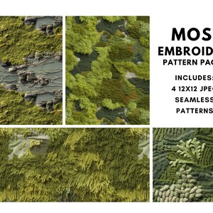 Moss Embroidery Pattern Pack III Seamless Surface Patterns for Textiles ...