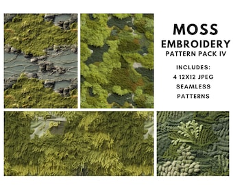 Moss Embroidery Pattern Pack I Seamless Surface Patterns for Textiles ...