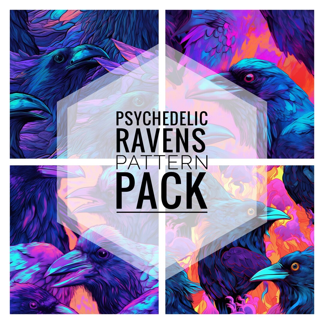 Psychedelic Ravens Pattern Pack - Seamless Surface Patterns for ...