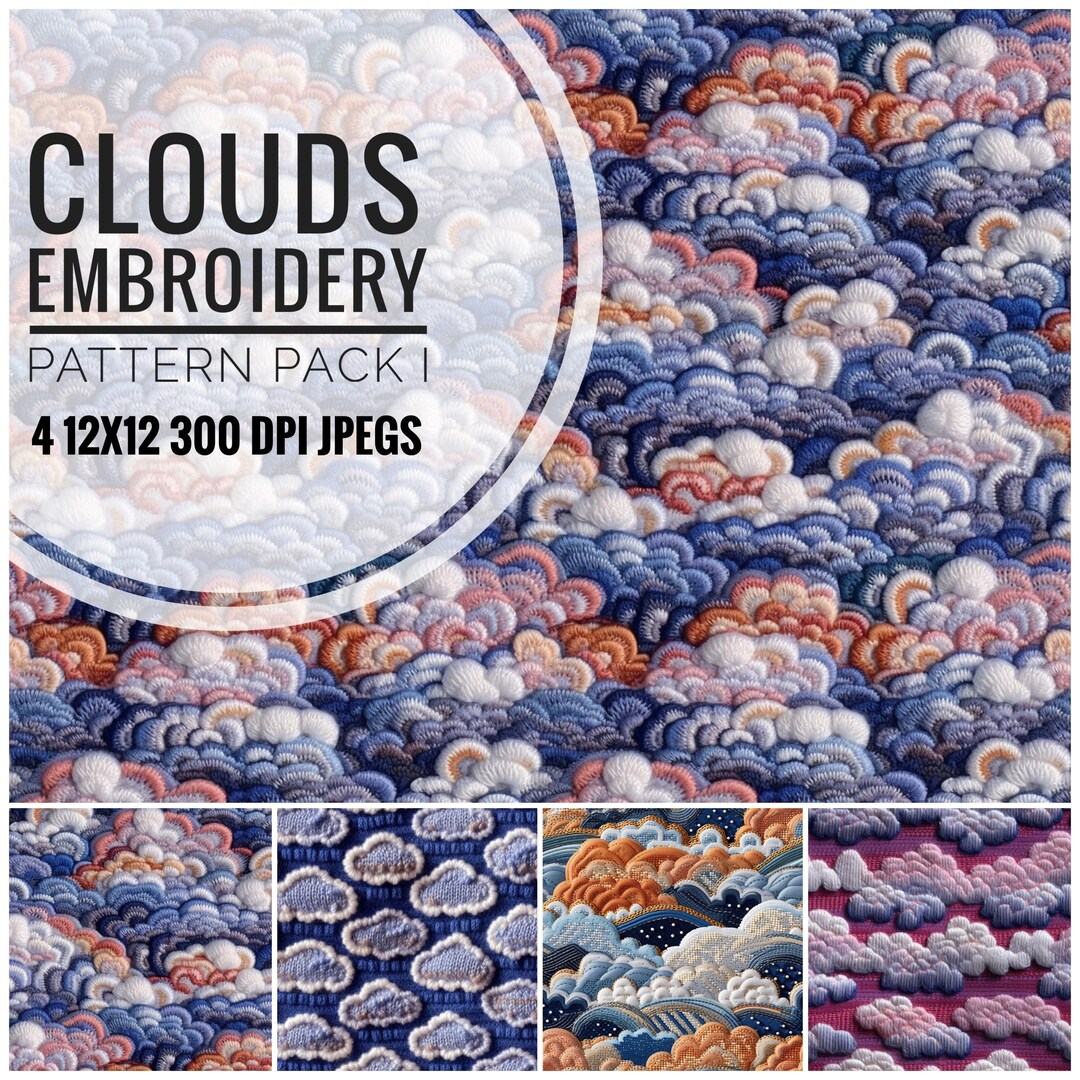 Clouds Embroidery Pattern Pack I - Seamless Surface Patterns for ...