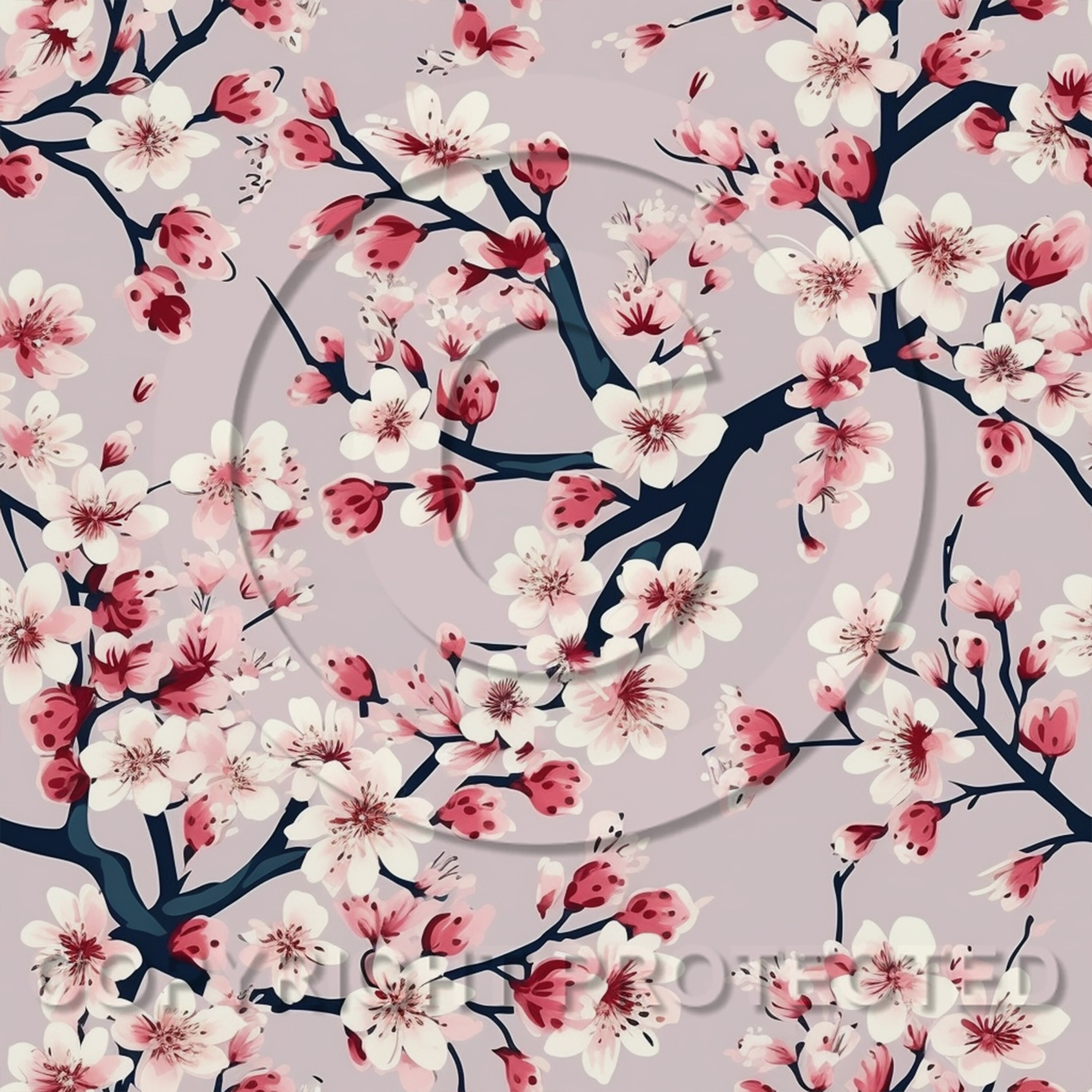 Cherry Blossoms I Pattern Pack - Seamless Surface Patterns for Textiles, Paper Printing, Digital ...