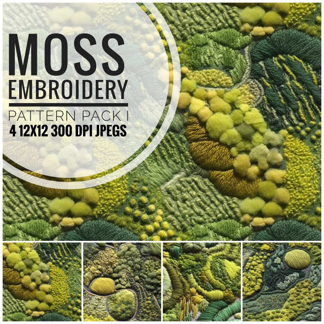 Moss Embroidery Pattern Pack I - Seamless Surface Patterns for Textiles ...