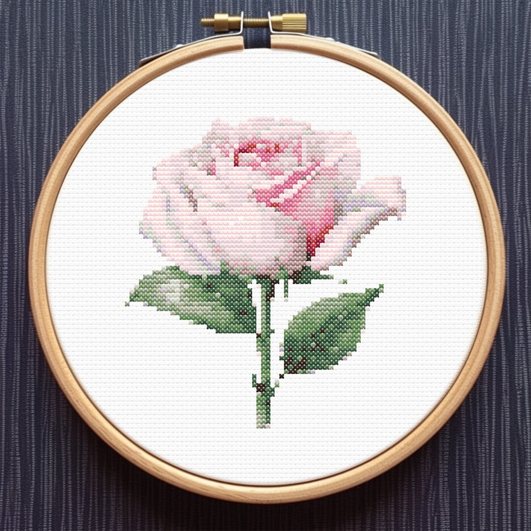 Pink Rose in Bloom Cross Stitching Pattern - 100x100 20 Colors Pattern ...