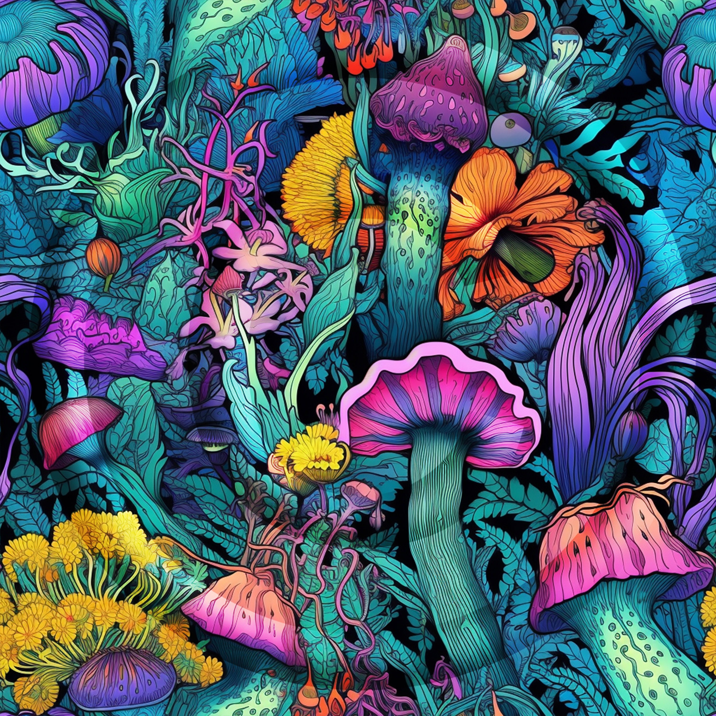 Psychedelic Gardens Mega Pattern Pack Seamless Surface - Etsy