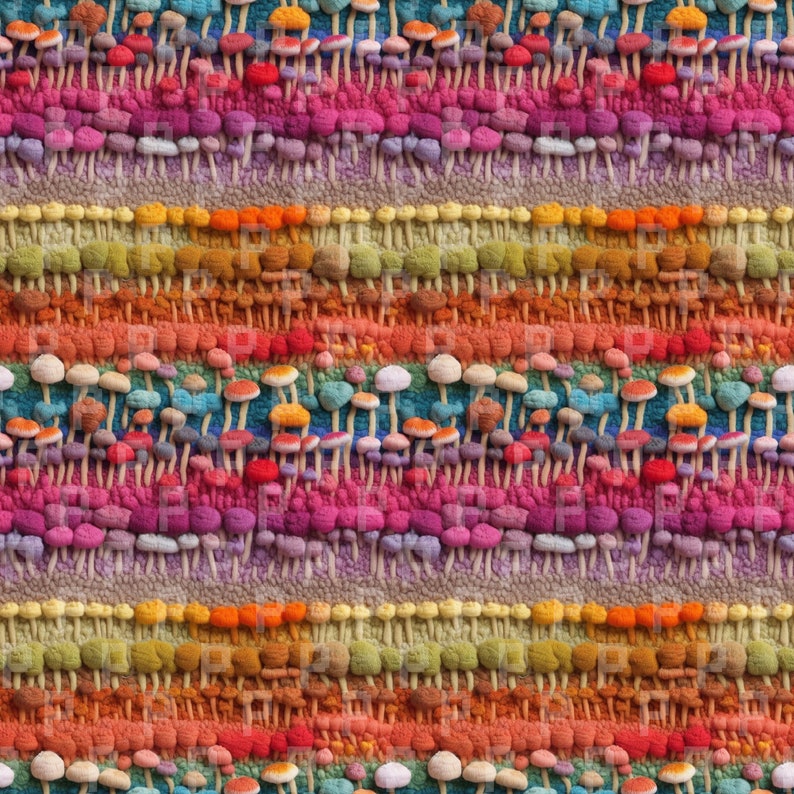 Mushroom Embroidery Pattern Pack VI - Seamless Surface Patterns for ...