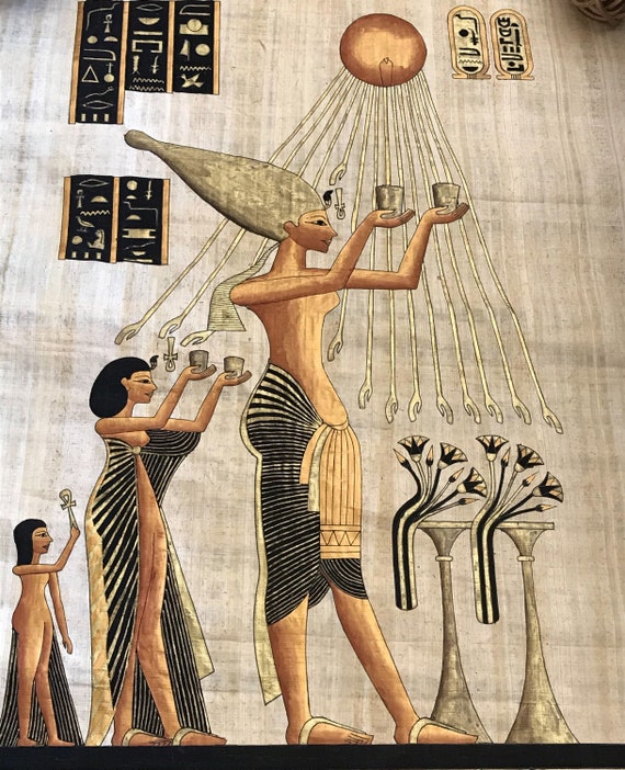 King Akhenaten and Wife Nefertiti Sacrifice to the Sun God | Etsy Canada