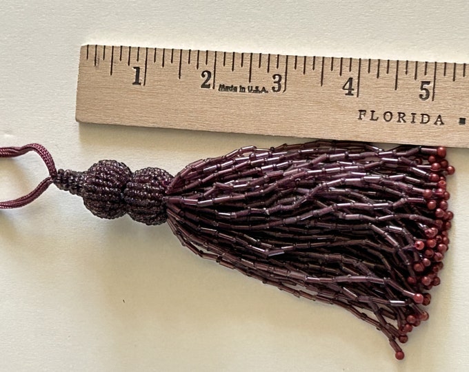 Eggplant Color Seed Bead and Bugle Bead Tassel - Etsy