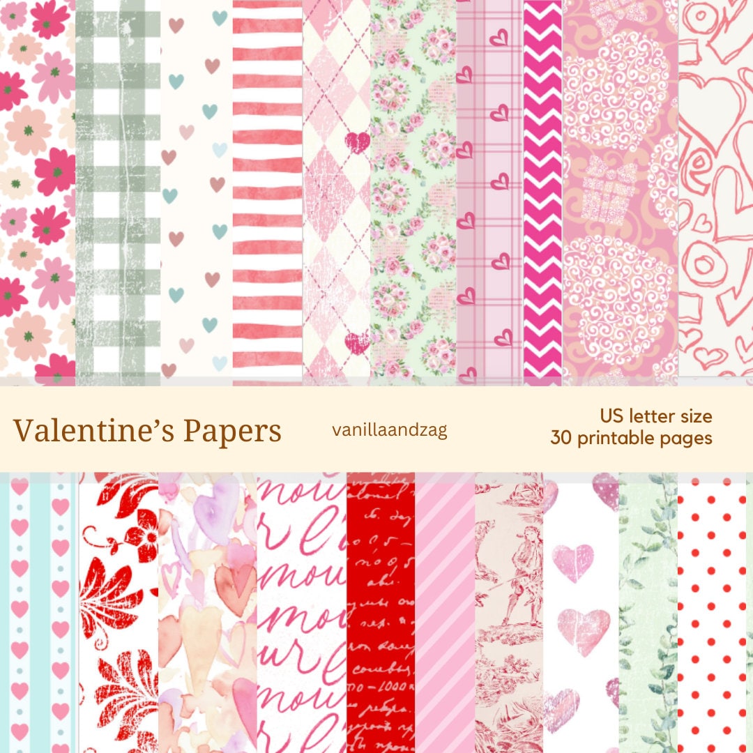 Valentine's Day Digital Paper Pack, 2024 Valentines Day, Digital ...