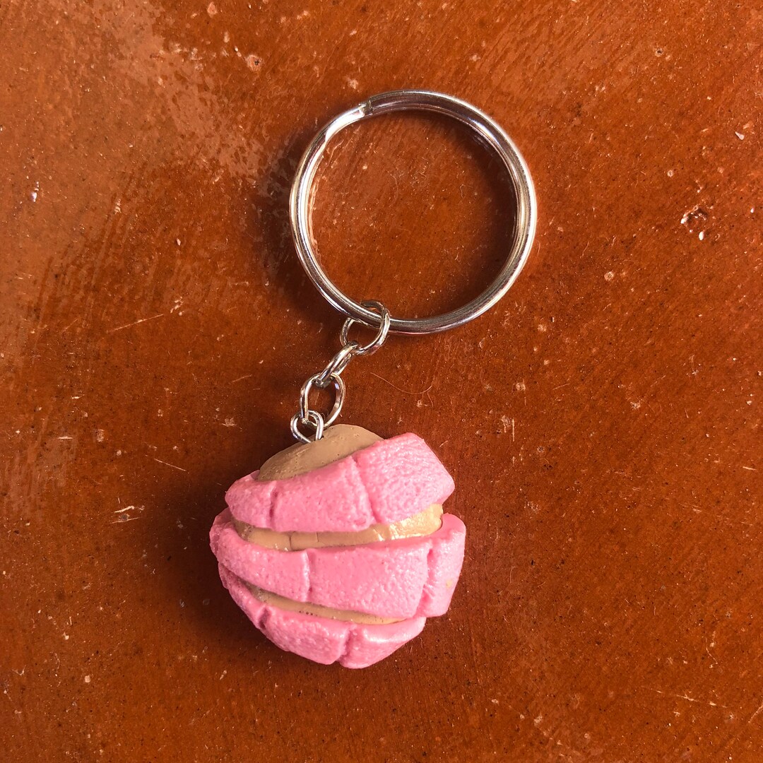 Polymer Clay Pink Pan Dulce Concha Key Chain - Etsy