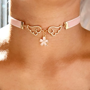 Pink Sakura Flower Choker / Pastel Pink Choker / Light Pink Flower ...